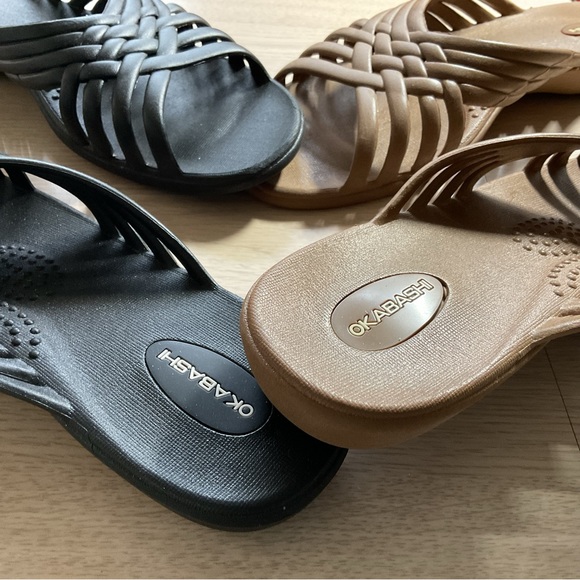 Okabashi | Shoes | 2 Okabashi Sandals Blk Ml Tan L | Poshmark